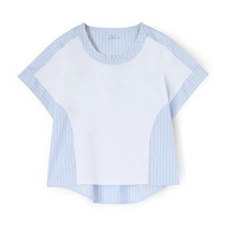 Motivi Femme, Tops, Blanc, Taille: 36 FR T-shirt bi-matière avec broderie de perles