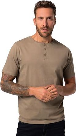JP1880 Hommes Grandes Tailles L-8XL T-Shirt Henley, Collection Basic. Manches Courtes et Patte de Boutonnage Gris Brun 7XL 726695337-7XL