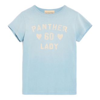 Valentino Garavani T-Shirt aus Baumwoll-Jersey mit Print - - Tops - Damen - Blau - S