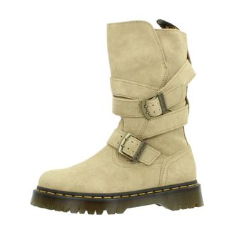 Dr. Martens Femme, Chaussures, Beige, Taille: 38 EU Anistone Bottes de motard &agrave; deux brides en daim