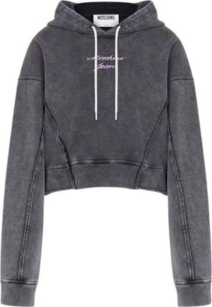 Moschino unisex, Sweatshirts et sweats &agrave; capuche, Gris, Taille: S Sweat &agrave; Capuche Court en Coton