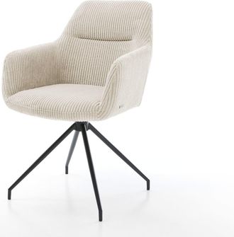 DELIFE Esszimmerstuhl Pejo-Flex Cord Beige Kreuzgestell konisch Schwarz Taschenfederkern, Esszimmerst&uuml;hle