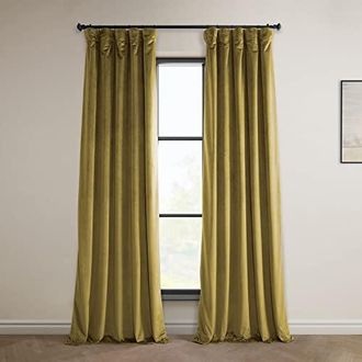 Half Price Drapes Heritage Plüschsamt-Vorhänge, 213 cm, Raumverdunkelungsvorhänge für Schlafzimmer und Wohnzimmer, 127 x 213 cm, (1 Bahn), Torfgrün