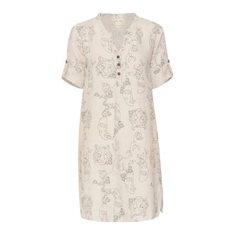 Cream Face Print Caftan Robe Courte - Femme - Robes - Beige - Taille: 36 FR