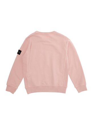 Stone Island Boys Pink Crewneck Sweatshirt With Logo Patch Cotton Hoods & Sweatshirts