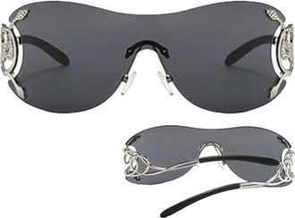 Generic Lunettes de soleil sans monture pour femmes - Surdimensionné UV Proof Snake Eyewear Accessories, Girls Lunettes de soleil enveloppées à la mode Voyage