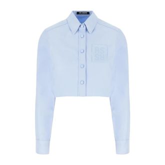 Raf Simons Cropped Logo Patch Shirt - - Blouses & Shirts - Damen - Blau - S