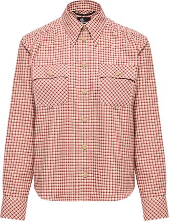 Moncler Moncler Chemise &Agrave; Manches Longues En Coton &Agrave; Carreaux, Femme, Rose, Taille: Xl
