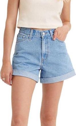 Levi's Short Rolled 80s Mom Med Indigo-Finition Plate Fat Finish, Back to Blue, 23 Femme