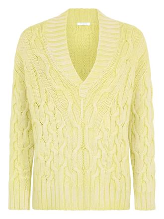 Malo cable-knit V-neck sweater - Gelb