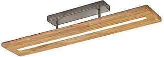 Trio Leuchten LED Deckenleuchte Brad 623710130, Metall Nickel antik, Holz, inkl. 27 Watt LED, Switch Dimmer, Braun