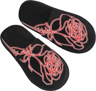 Generic Pantoufles De Maison Roses Rouge Antid&eacute;rapant Pantoufles En Feutre Cozy Chaussons Maison Pour Femmes H&ocirc;tel Camping L