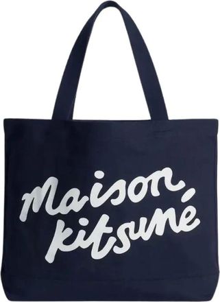 Maison Kitsun&eacute; Femme, Sacs, Bleu, Taille: ONE Size Handwriting Tote
