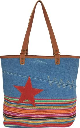 Sunsa Damen Shopper. Nachhaltige Schultertasche aus recycelte Material. XL Vintage Tasche mit Stern design als Geschenkideen für Frauen