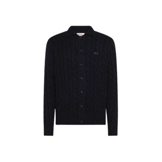 Sun 68 Pullover aus Wollmischung mit Zopfmuster - - Knitwear - Herren - Blau - S