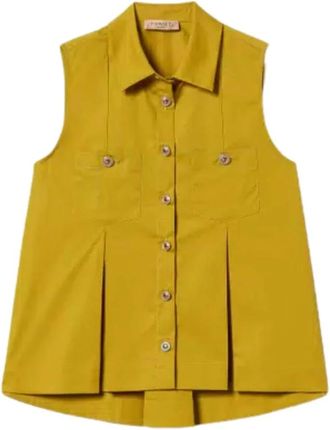 Twinset Femme, Blouses et Chemises, Vert, Taille: 36 FR Chemise Popeline Sans Manches