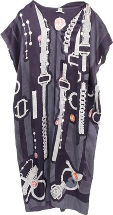Herm&egrave;s robe imprim&eacute;e en soie - Violet