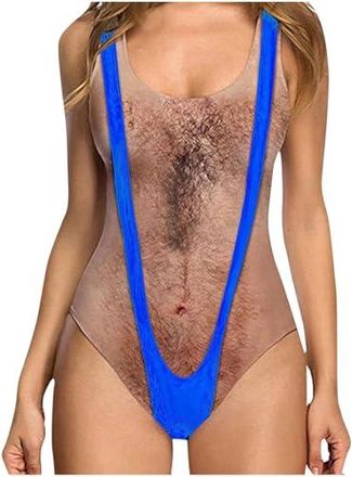 Generic Maillot De Bain Femme 1 Pieces Sexy Amusant imprim&eacute; 3D Bikini avec Haute Fente lat&eacute;rale audacieuse