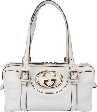 Gucci Crossbody Bags - Gucci White Leather GG Handbag - Gr. unisize - in Wei&szlig; - f&uuml;r Damen