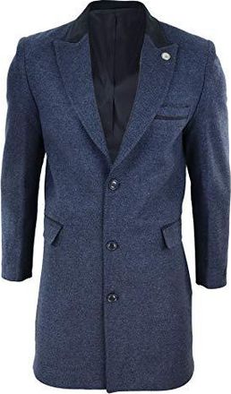 TruClothing Manteau homme pardessus longueur 3/4 tweed &agrave; chevrons style British Gentleman