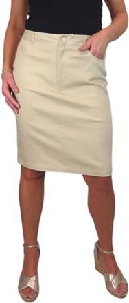 Paulo Due Jupe Crayon Style Jean Stretch en Coton &Eacute;pais pour Femme Beige 38-48 (48)