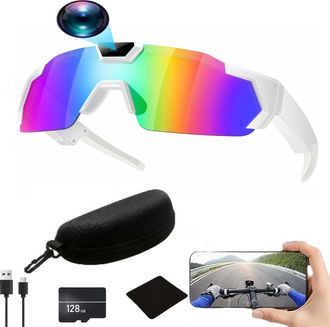 Generic Hd-baseballbrille, Intelligente Videoaufzeichnungsbrille mit Kamera, 128 Gb Speicher, f&uuml;r Sport whiteC