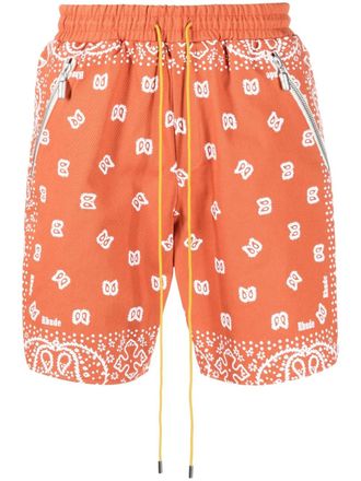 Rhude short de sport &agrave; imprim&eacute; graphique - Orange