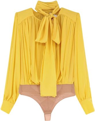 Elisabetta Franchi Femme, Tops, Jaune, Taille: 36 FR Body Col Ras du Cou