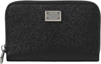 Dolce & Gabbana Homme, Accessoires, Noir, Taille: ONE Size Portefeuille zipp&eacute; en cuir noir
