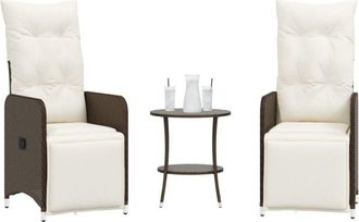 vidaXL Outdoor-Lehnst&uuml;hle 2 Stk. mit Tisch Braun Poly Rattan - Vidaxl