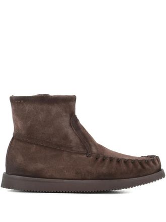 Alexander Hotto bottines en daim à fermeture zippée - Marron