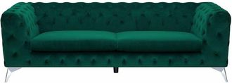 Beliani Sofa Smaragdgrün Samtstoff 3-Sitzer Chesterfield Stil Klassisch Wohnzimmer