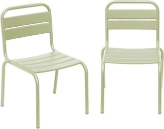 Sweeek Lot de 2 chaises en m&eacute;tal vert clair pour enfant. salon de jardin enfant