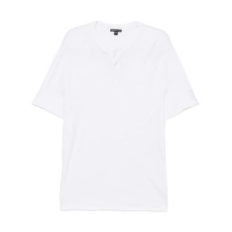 James Perse Homme, Tops, Blanc, Taille: XL Slub Jersey Short Sleeve Henley