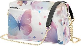 Mnsruu Sacs à bandoulière pour femme, sacs à main en cuir avec papillons roses et bleus