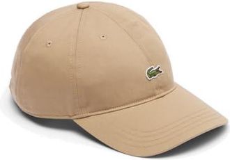 Lacoste Casquette de baseball classique en coton serg&eacute; beige, coupe r&eacute;glable avec logo crocodile brod&eacute;
