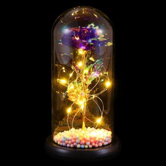 Valiclud VICASKY Valentinstags Rosenlampe mit K&uuml;nstlicher Roter Rose Glasabdeckung und LED Beleuchtung Dekorative Atmosph&auml;renlampe f&uuml;r Zuhause und B&uuml;ro