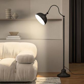 HOMCOM Lampadaire sur pied salon - HOMCOM - rotatif &agrave; 180&deg; - abat-jour r&eacute;glable - interrupteur &agrave; pied - m&eacute;tal - 42 x 25,5 x 152 cm - noir