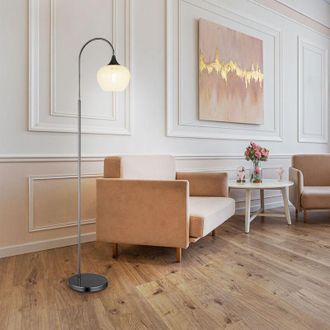 Globo Lighting Globo Lighting - Stehleuchte Kristalle Standlampe Glas klar Wohnzimmerleuchte Stehlampe chrom-schwarz, Metall, E27 Fassung, LxBxH 39x25x150 cm