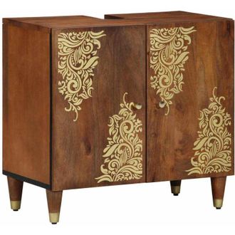 vidaXL Vidaxl - Meuble sous vasque simple en bois de manguier massif 62 x 33 x 58 cm - Couleur marron miel - Pour rangement salle de bain - MIEL 62 X