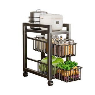 Generic Schwarzer, Schmaler Aufbewahrungswagen, Organizer-Rollwagen Mit 3/4/5 Etagen, L&uuml;cken-Aufbewahrungsregal Mit Ausziehbarem Korb, for Enge Badezimmerr&auml;um