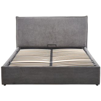 DRAWER Lit coffre en velours c&ocirc;tel&eacute; 140x190cm - Gris - Cama