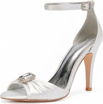 Generic Femmes À Talon Haut Élégant Mariée Stylet Talons Eté Talon Mariage Soirée Chaussures Femmes 10.5Cm,Ivoire,42 EU