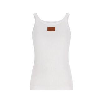 Fendi Ribs Lea Top - - Tops - Damen - Wei&szlig; - S