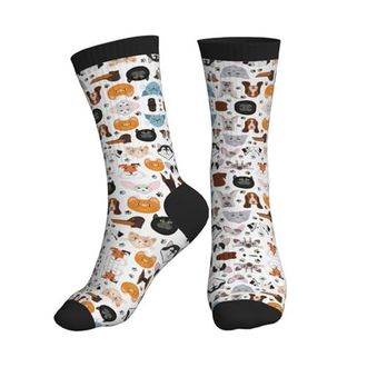 Generic Respirantes Homme Chaussettes Chat Et Chien Beagler Socquettes Sportswear Renforcées Chaussettes Courtes Pour Handball Basketball Training 40Cm