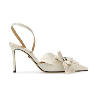 Mach & Mach Satin Leder Pumps mit spitzer Zehenpartie - - Shoes - Damen - Wei&szlig; - 39 1/2 EU