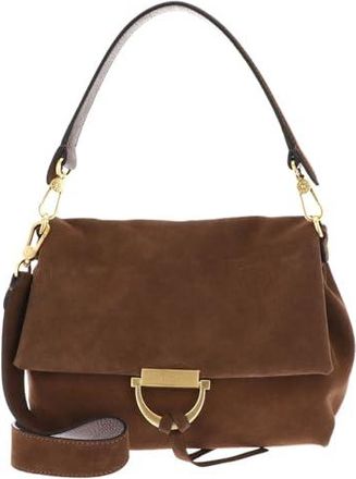 Abro Cuir sac &agrave; &eacute;paule Leather Suede Shoulder Bag Temi Wood marron fonc&eacute;