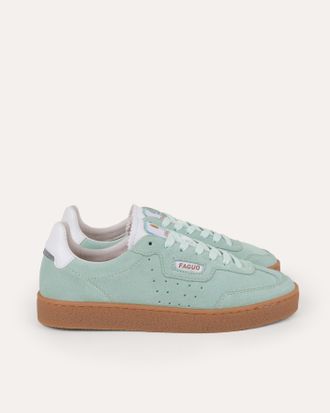 Faguo Baskets cuir su&egrave;de bleu gris&eacute;