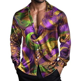 Generic Costume de carnaval pour homme - Chemise &agrave; manches longues - Coupe droite - Chemise de loisirs l&eacute;g&egrave;re - Chemise &agrave; manches longues - Respirante - Chemi