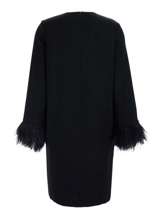 Antonelli Womens Dress Violetta Black Satin With Feathers